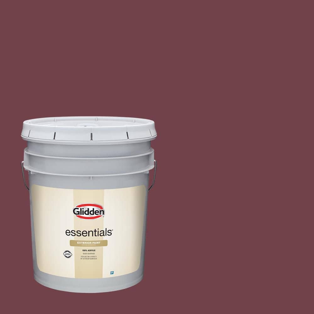 Glidden Essentials 5 gal. PPG1049-7 Red Red Wine Satin Exterior Paint ...