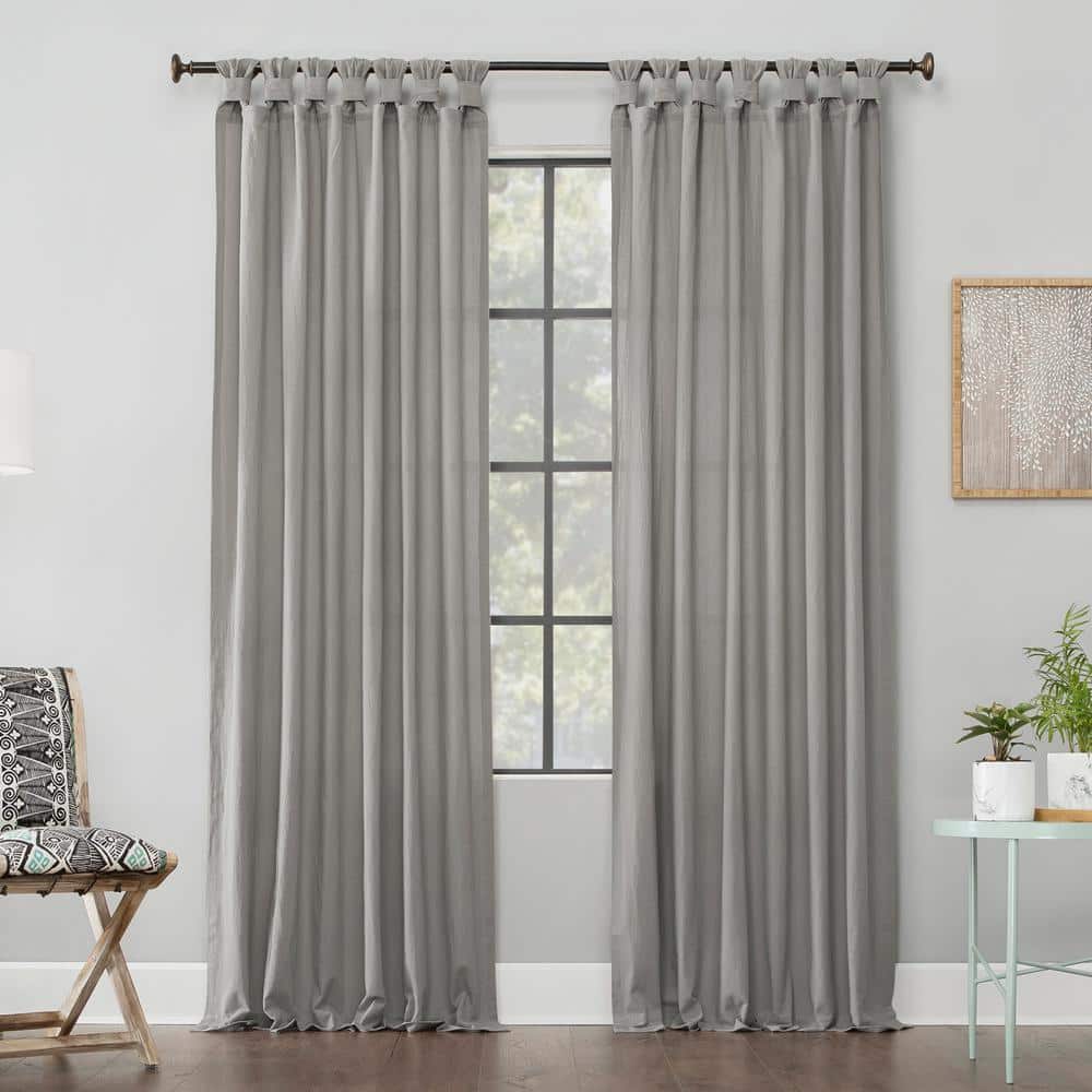 Sun Zero Sarro Washed Cotton Silver Gray Cotton 52 in. W x 95 in. L Tab ...
