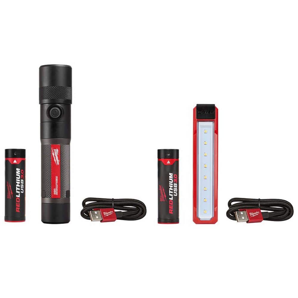 Milwaukee 1100 Lumens LED USB Rechargeable Twist Focus Flashlight & 445 ...