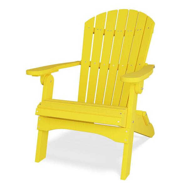 WILDRIDGE Heritage Lemon Yellow Plastic Outdoor Folding Adirondack ...