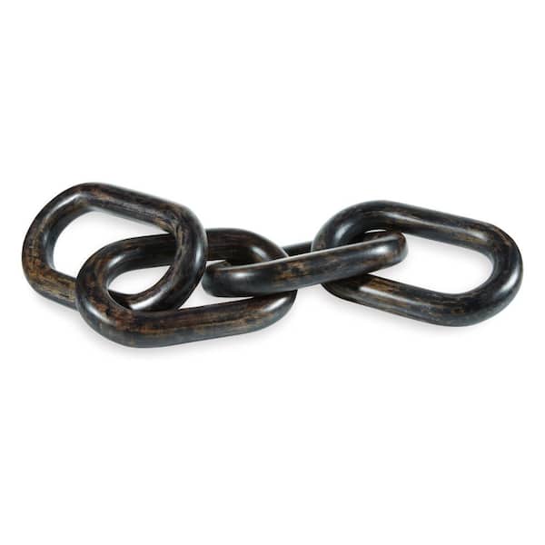 Benjara Delby Distressed Black 5.25 in. x 2.88 in. Wood Link Chain ...