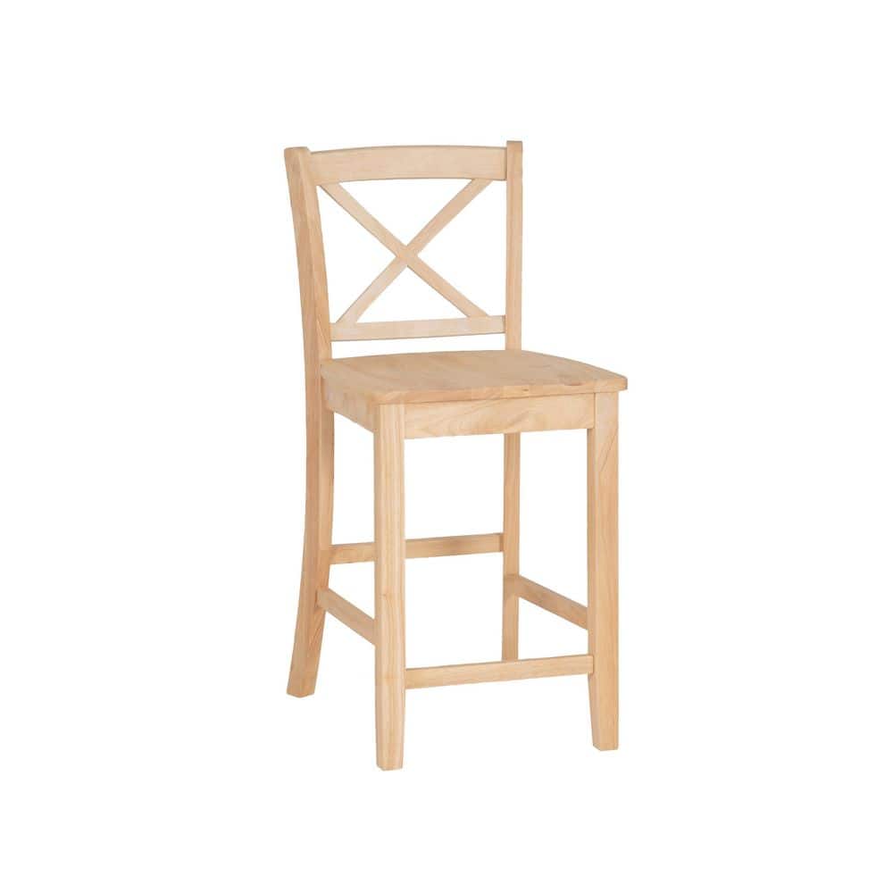 Linon Home Decor Alexandria X Back 24 in. Natural Unfinished High Back ...