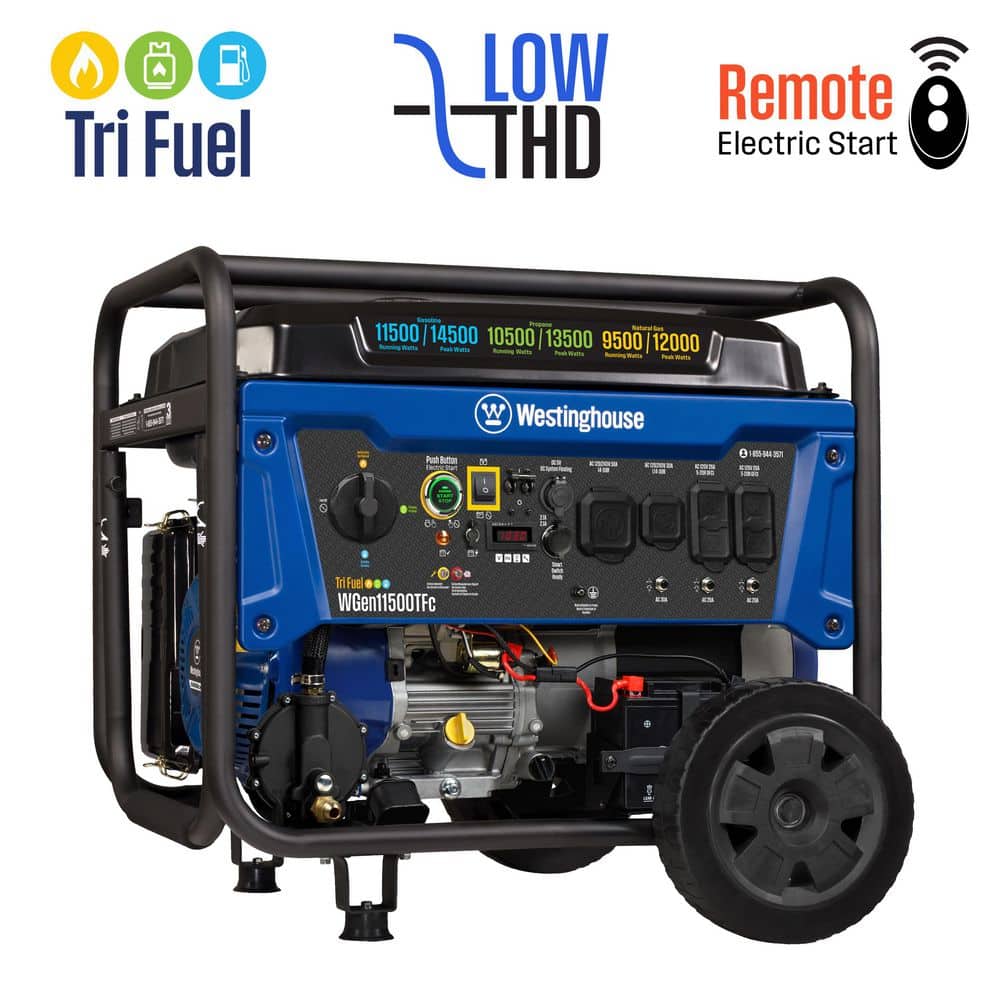 Westinghouse 14,500/11,500-Watt Remote Electric Start Tri-Fuel Portable ...