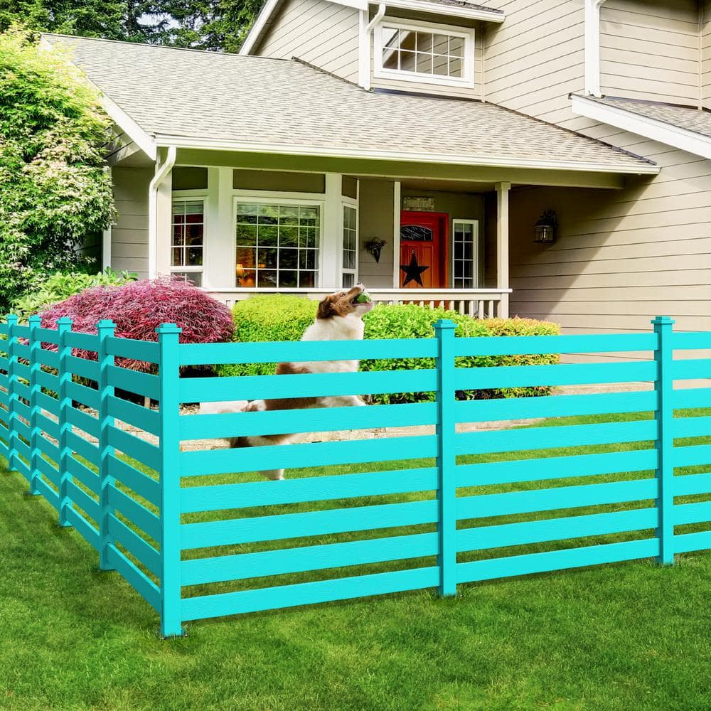 LUE BONA Ares 46 in. x 38 in. Aruba Blue Gaeden Fence W/Post No-Dig ...