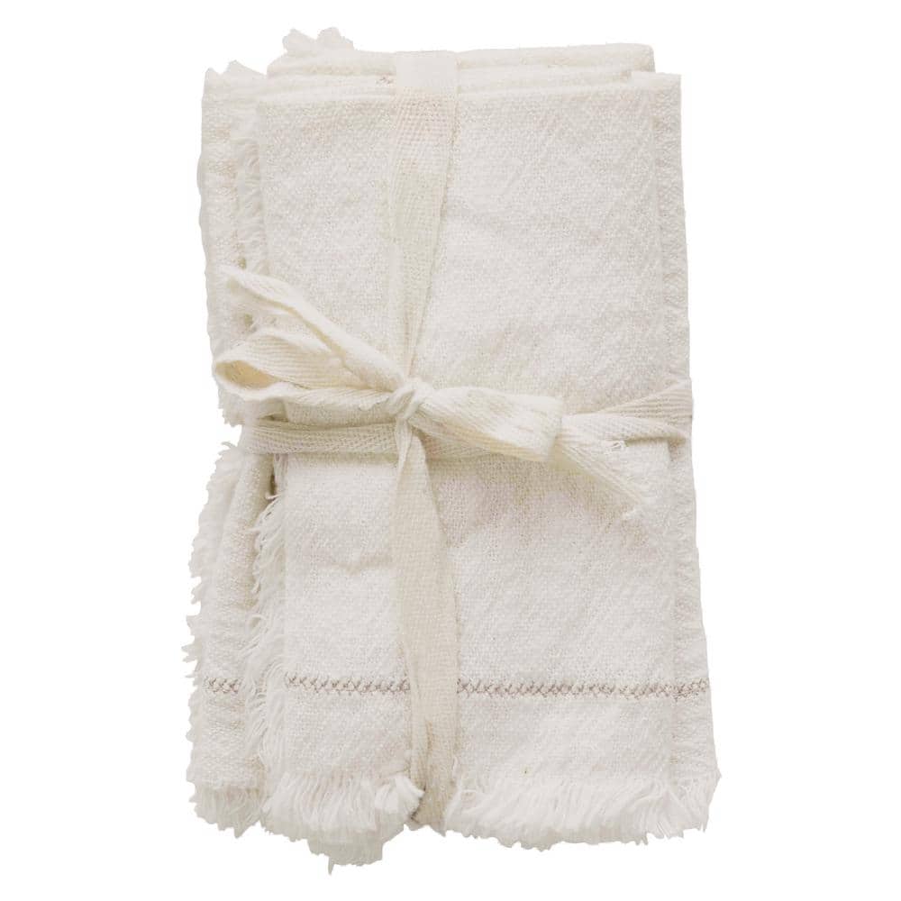 Storied Home 18 in. W x 0.1 in. H Cream Woven Cotton Napkins with ...