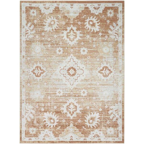 Nourison Astra Machine Washable Copper 4 ft. x 6 ft. Distressed ...