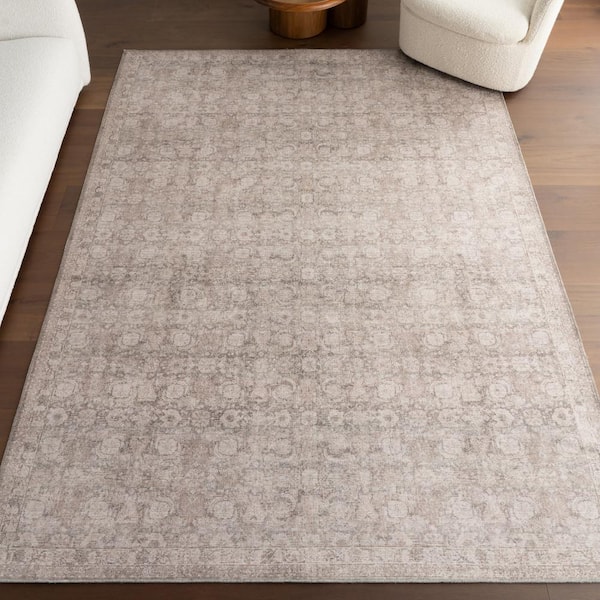 nuLOOM Hillstone Dark Beige 6 ft. 7 in. x 9 ft. Traditional Vintage ...