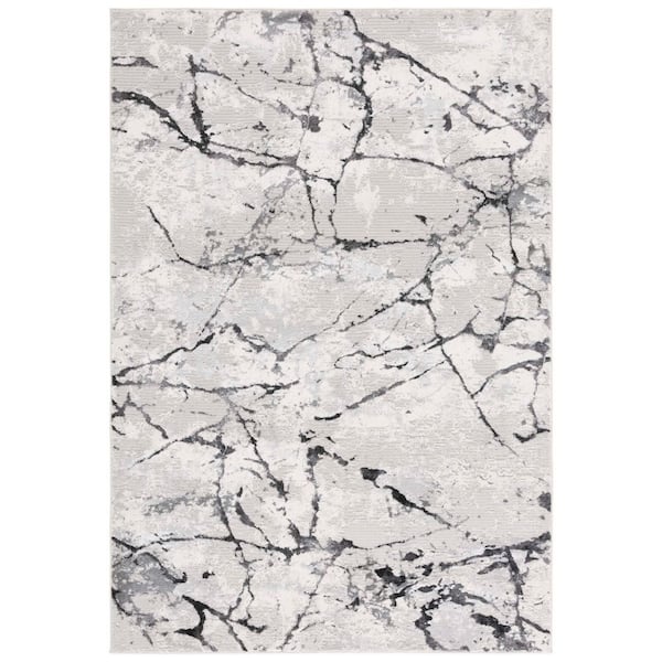 SAFAVIEH Hanna Gray/Ivory Dark Gray 4 ft. x 6 ft. Abstract Marble Area ...