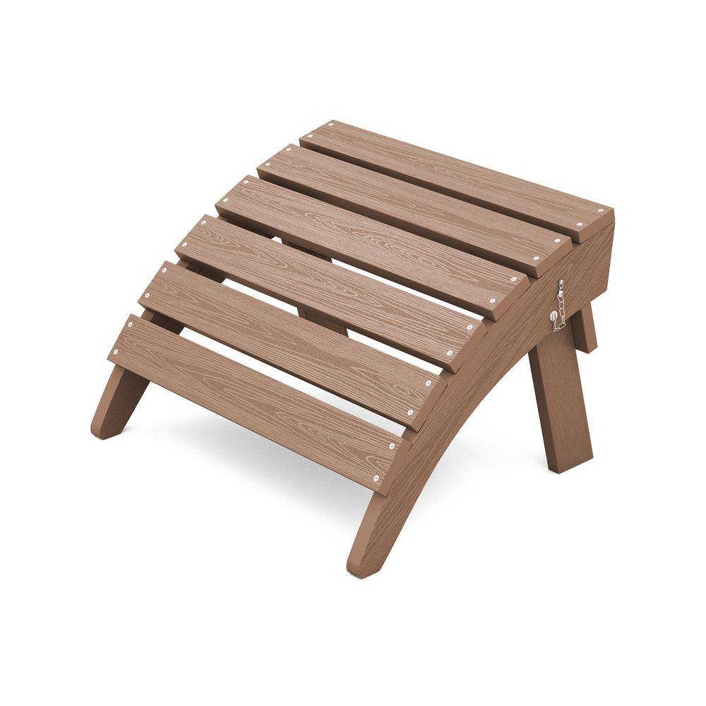 JEAREY HDPE Folding Plastic Outdoor Ottoman for Adirondack in Brown ...