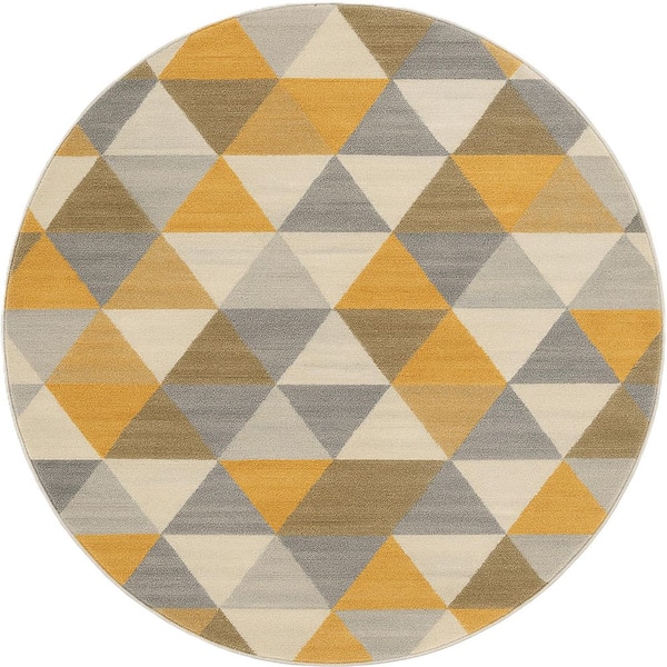 Rug Branch Savannah Yellow 8 ft. x 8 ft. Round Traditional Oriental ...