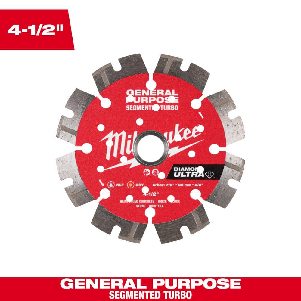 Milwaukee 4.5 in. Ultra Segmented General-Purpose Diamond Blade 49-93-7523 - The Home Depot