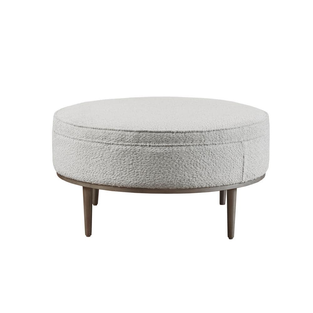 Upholstered Round Cocktail Ottoman with Metal Base 34 Dia