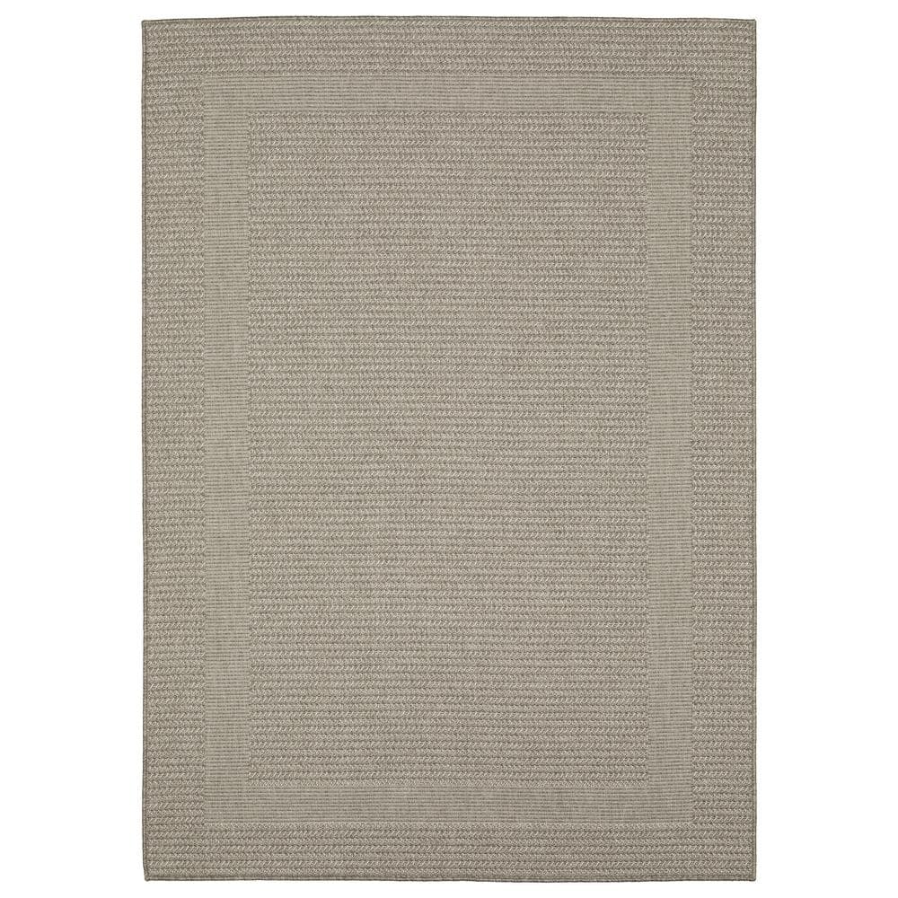 AVERLEY HOME Cliffs Gray 5 ft. x 7 ft. Border Casual Polypropylene ...