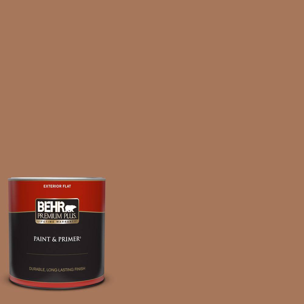 BEHR PREMIUM PLUS 1 qt. #240F-5 Toasted Chestnut Flat Exterior Paint ...