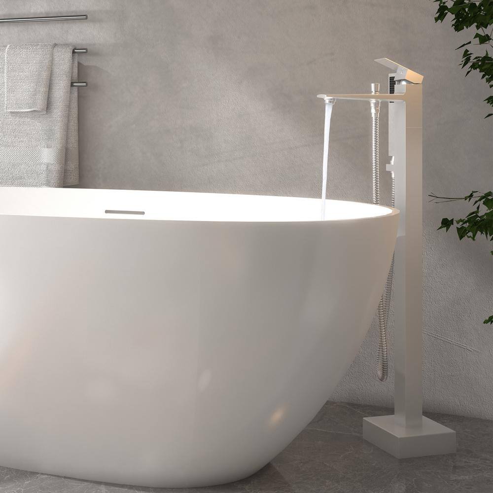 CASAINC 1-Handle Floor Mount Freestanding Tub Faucet with Handheld ...