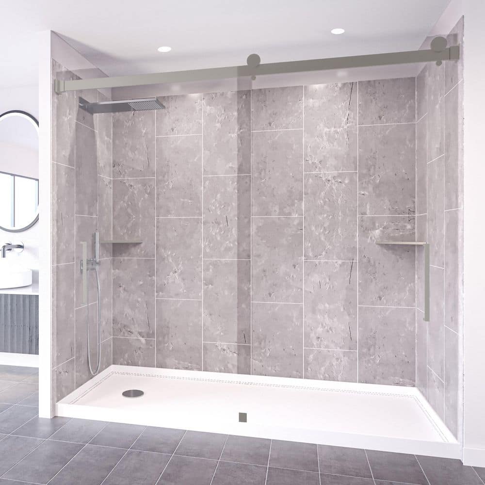 NuVo Platinum Grey-Tetherow 60-in x 30-in x 83-in Base/Wall/Door ...