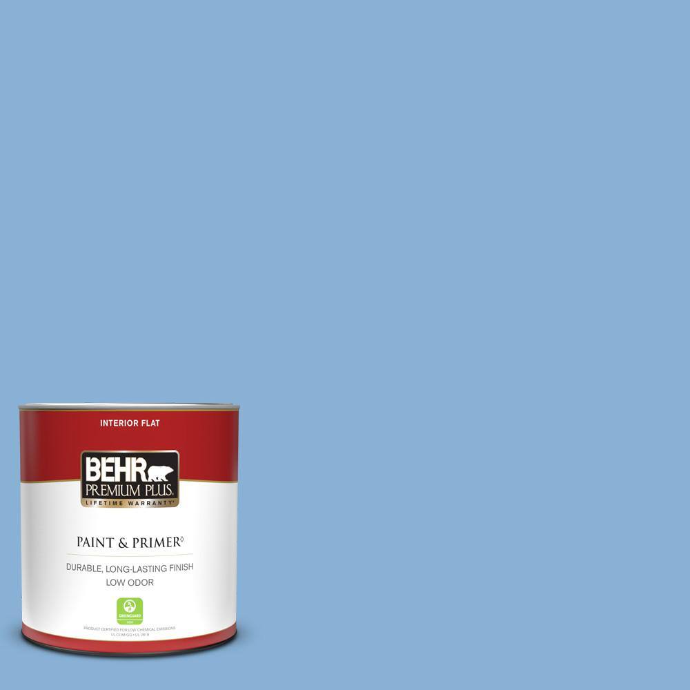 BEHR PREMIUM PLUS 1 qt. #PPU15-12 Bluebird Flat Low Odor Interior Paint ...