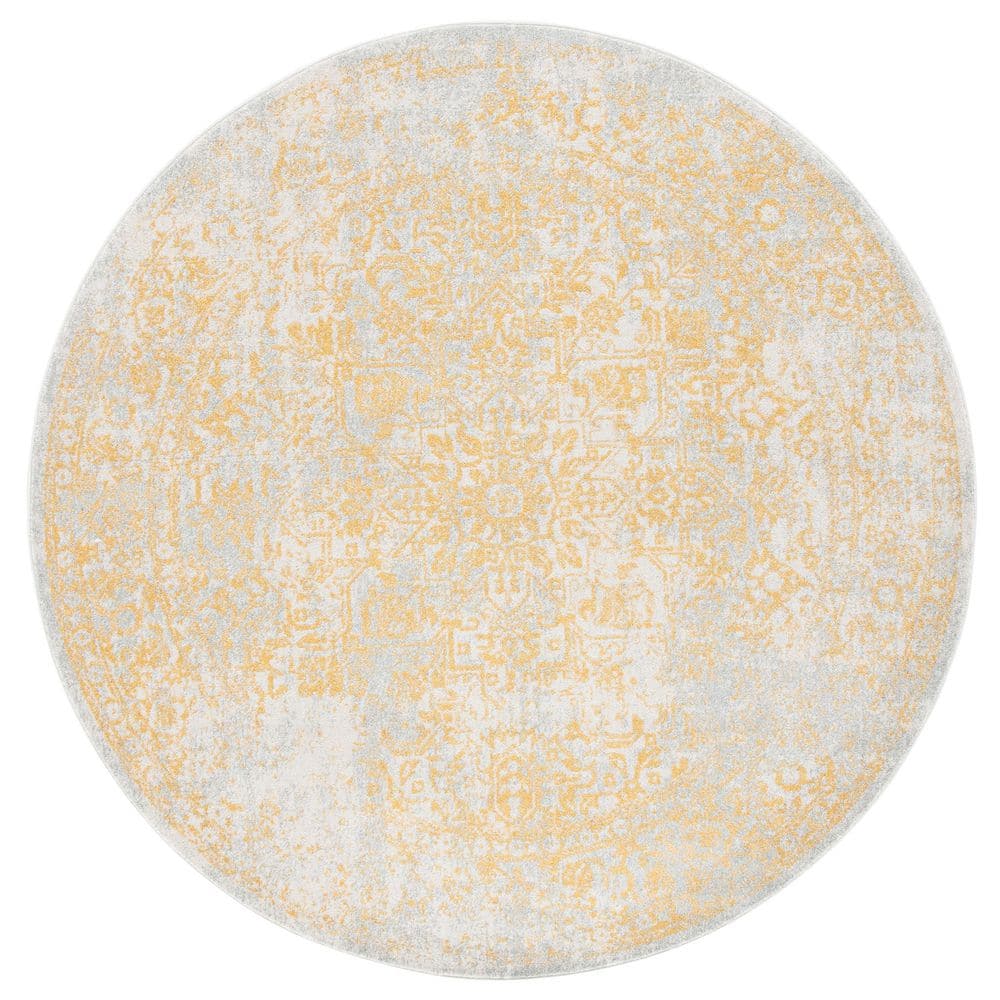 SAFAVIEH Evoke Ivory/Gold 8 ft. x 8 ft. Distressed Border Medallion ...