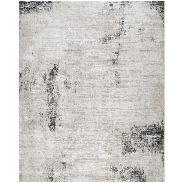 Nourison Dekor Grey Charcoal 8 ft. x 10 ft. Abstract Contemporary Area ...