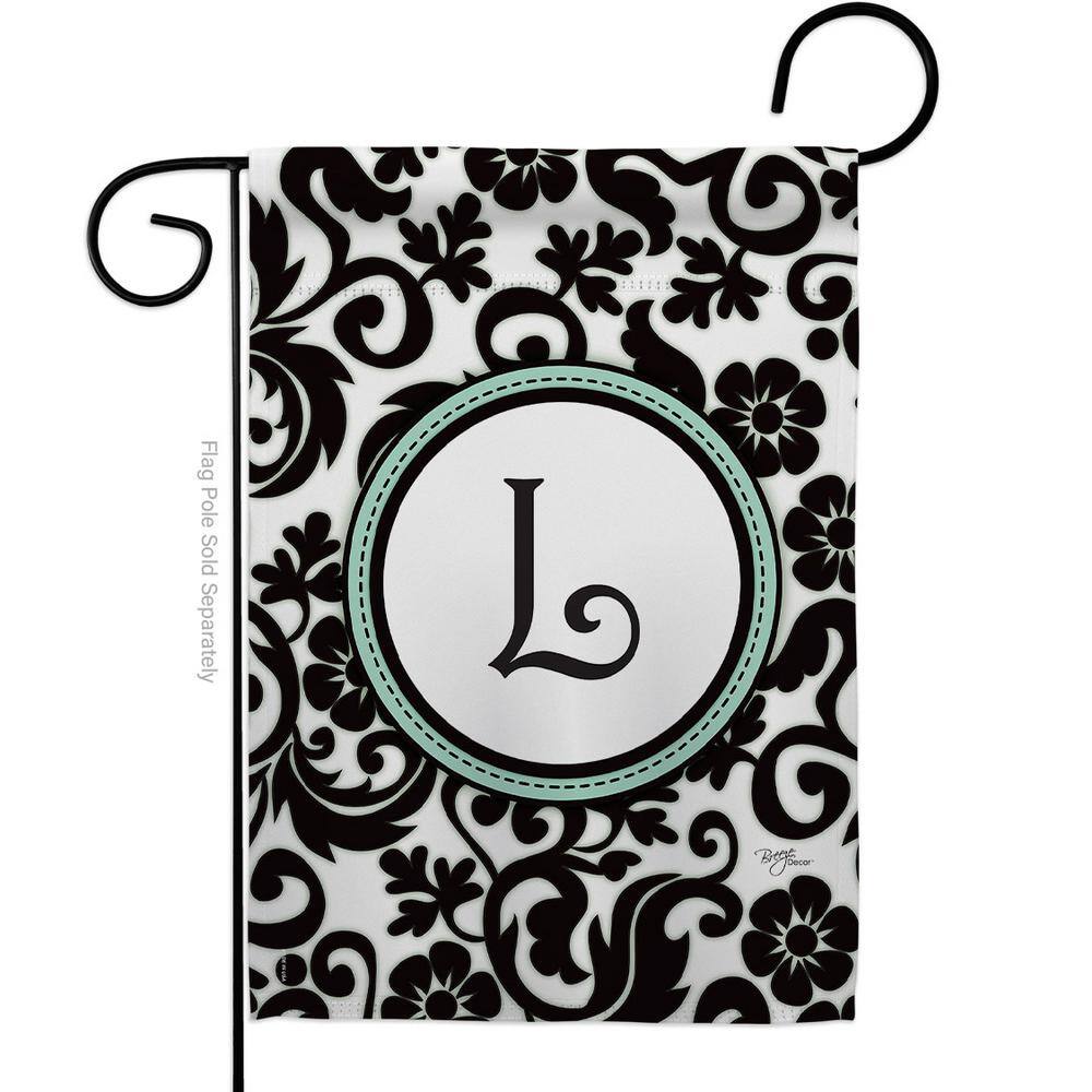 Breeze Decor 13 in. x 18.5 in. Damask L Initial Simply Beauty Garden ...