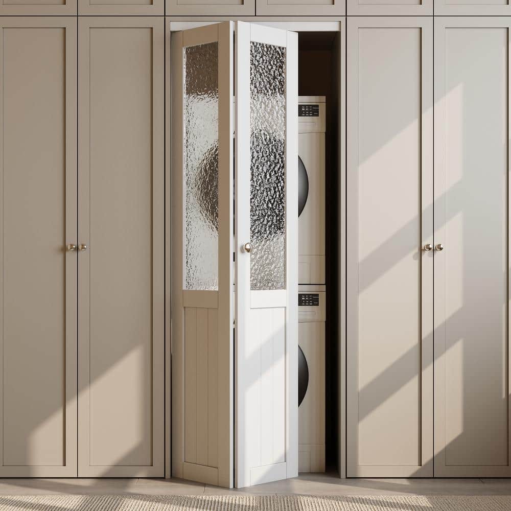 ARK DESIGN 30 in. x 80 in. 1/2 Lite Tempered Kasumi Ripple Glass Solid ...