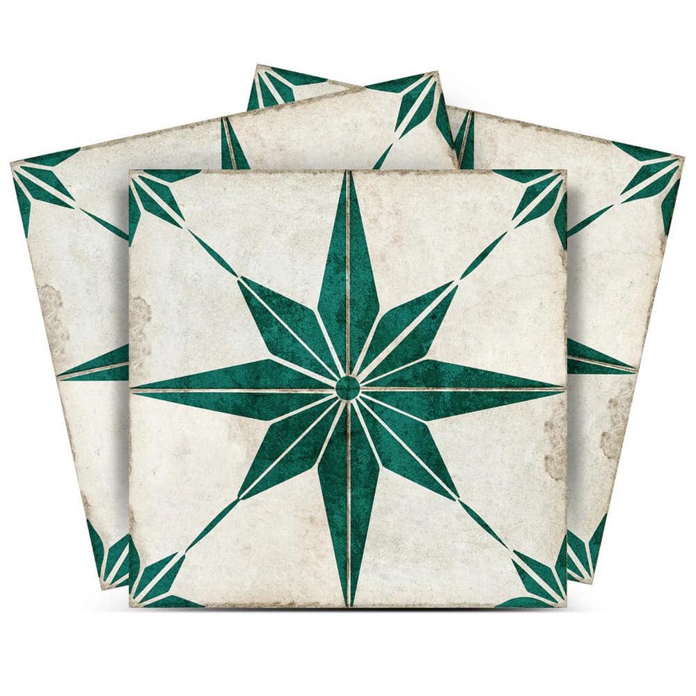 MI ALMA Green and Beige R77 7 in. x 7 in. Vinyl Peel and Stick Tile (24 ...