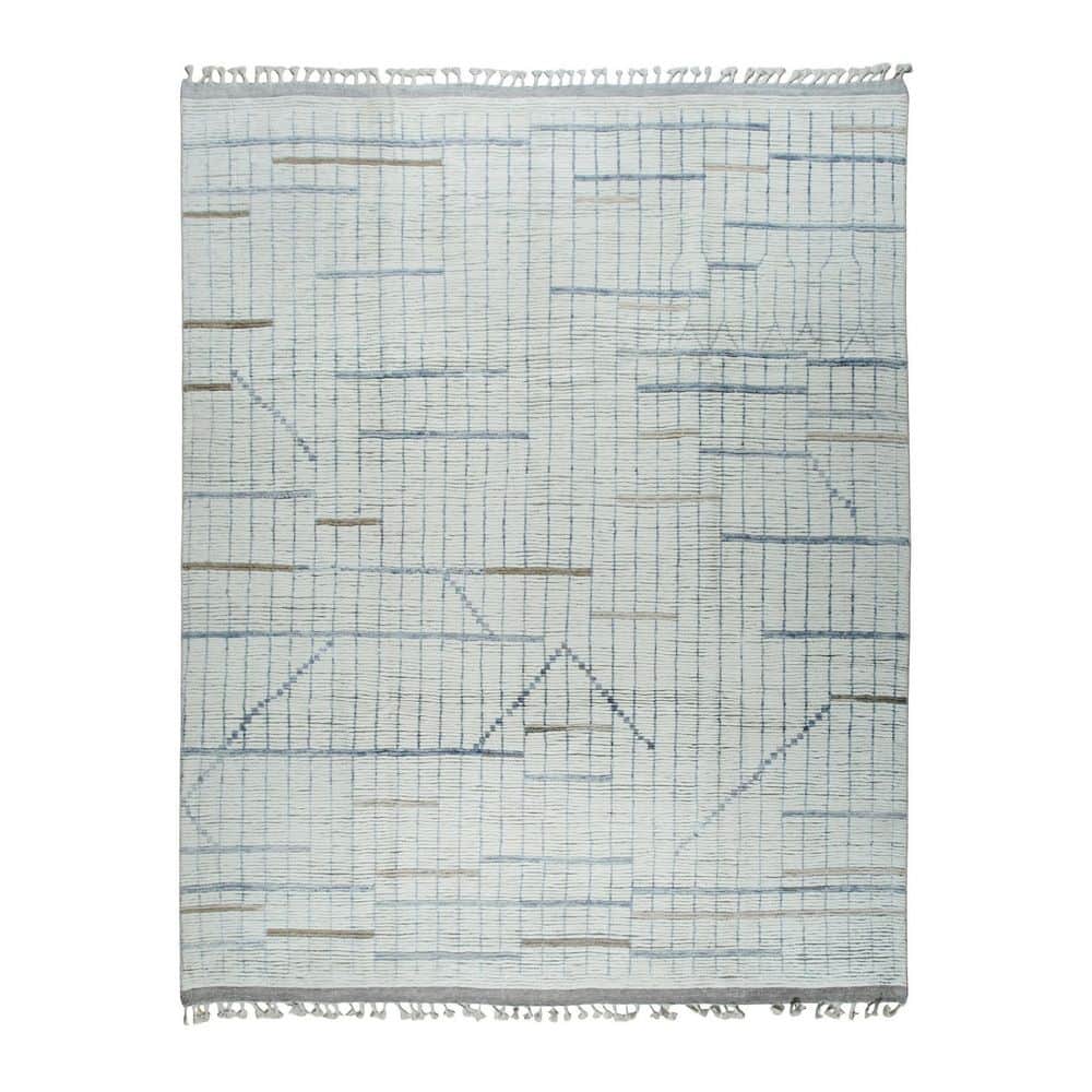 EORC Beige Hand-Knotted Wool Contemporary Marrakech Handspun, Luxurious ...