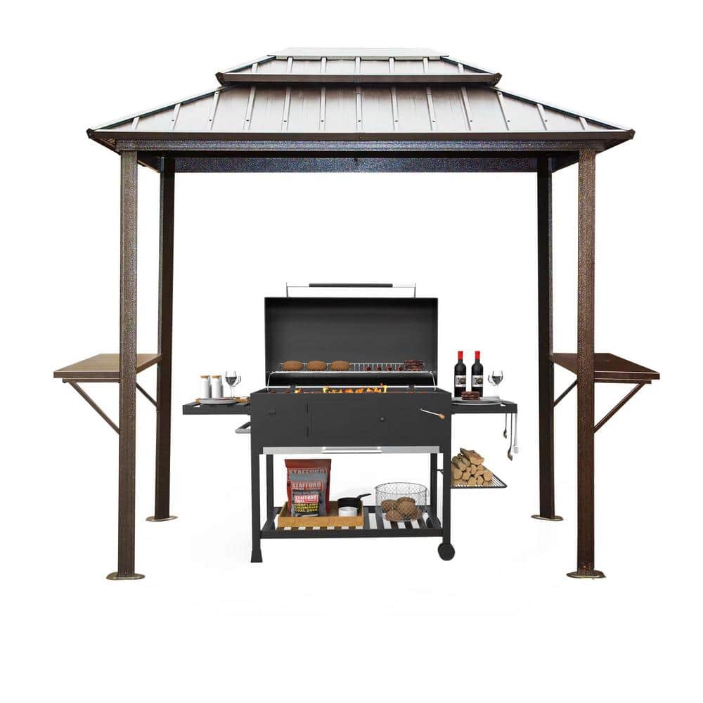 domi outdoor living 8 ft. x 6 ft. Dark Brown Outdoor Aluminum Hardtop ...
