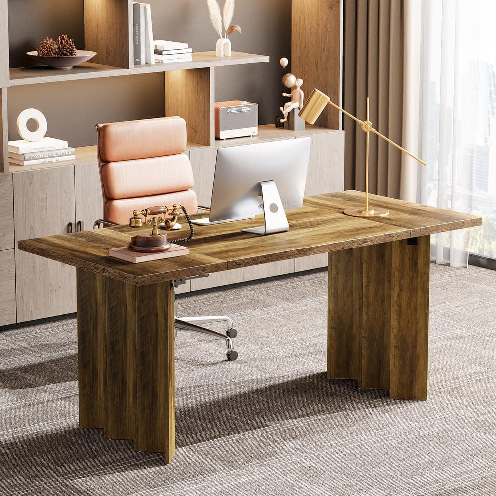 TRIBESIGNS WAY TO ORIGIN Halseey 62 in. Rectangular Rustic Brown Wood ...