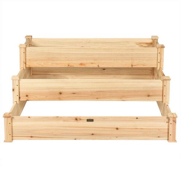 Zeus And Ruta 49 In Natural 3 Tier Elevated Wooden Vegetable Garden Bed