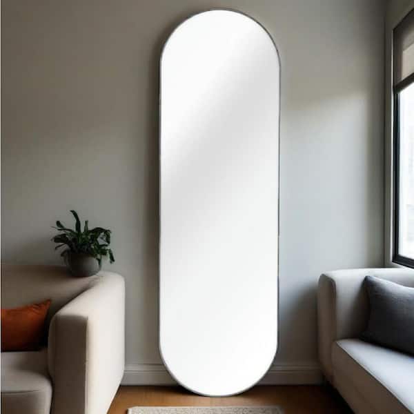 Sliver 20 in W x 63 in. H Oval Metal Framed Full Length Mirror WM007295 ...