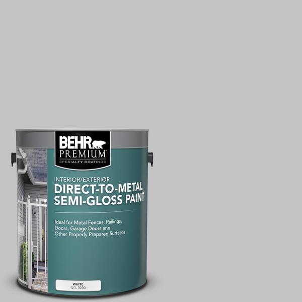 BEHR PREMIUM 1 gal. #N520-2 Silver Bullet Semi-Gloss Direct to Metal ...