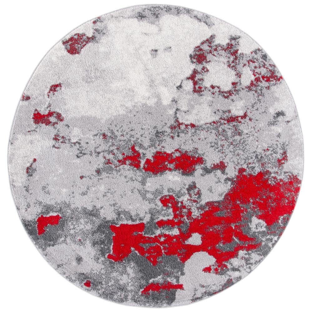 SAFAVIEH ADirondack Red/Gray 6 ft. x 6 ft. Distressed Abstract Round ...