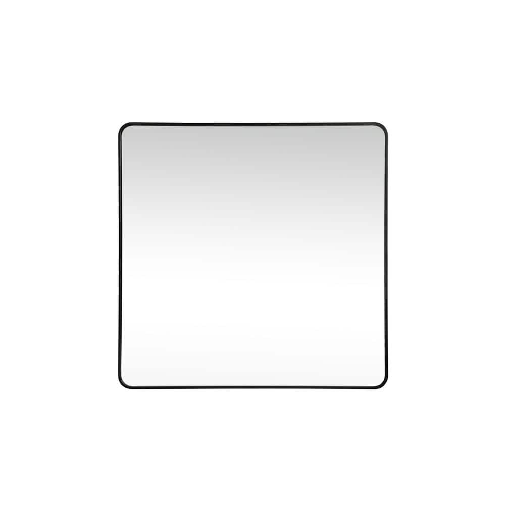 Timeless Home 48 in. W x 48 in. H modern Soft Corner Metal Square Black ...