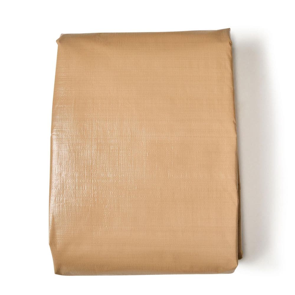 10 ft. x 20 ft. Tan 12 Mil Heavy Duty Poly Tarp with Reinforced Edges ...