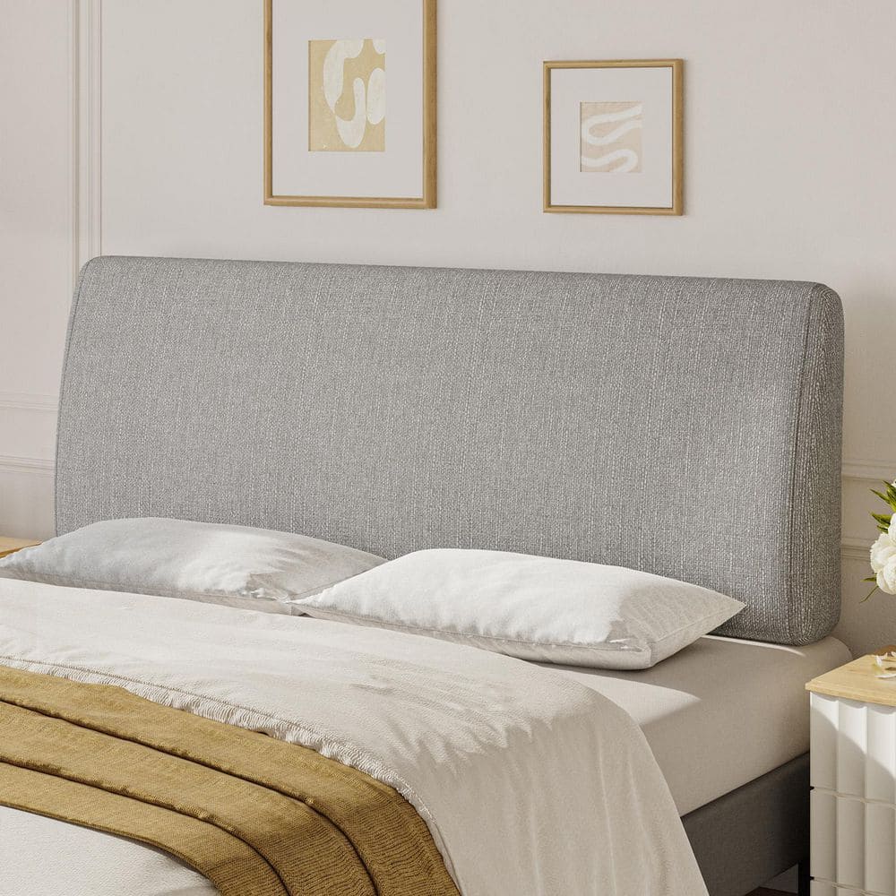 PINMOCO Gray King Ergonomic Upholstered Foam Headboard Adjustable ...