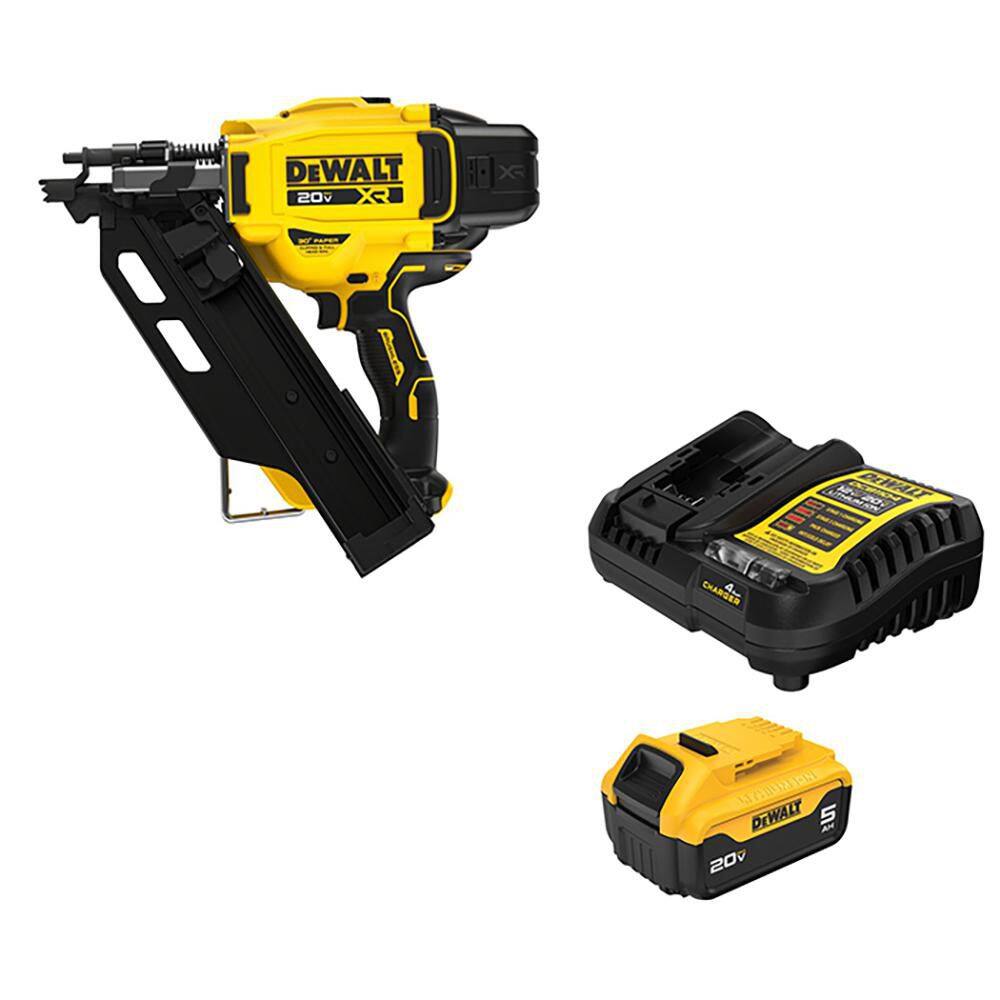DEWALT 20-Volt 3-1/2 in. 30° Cordless Framing Nailer with 20-Volt MAX 5 ...
