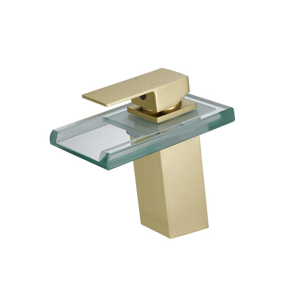 Fapully Single-Handle Single Hole Waterfall Bathroom Faucet with LED ...