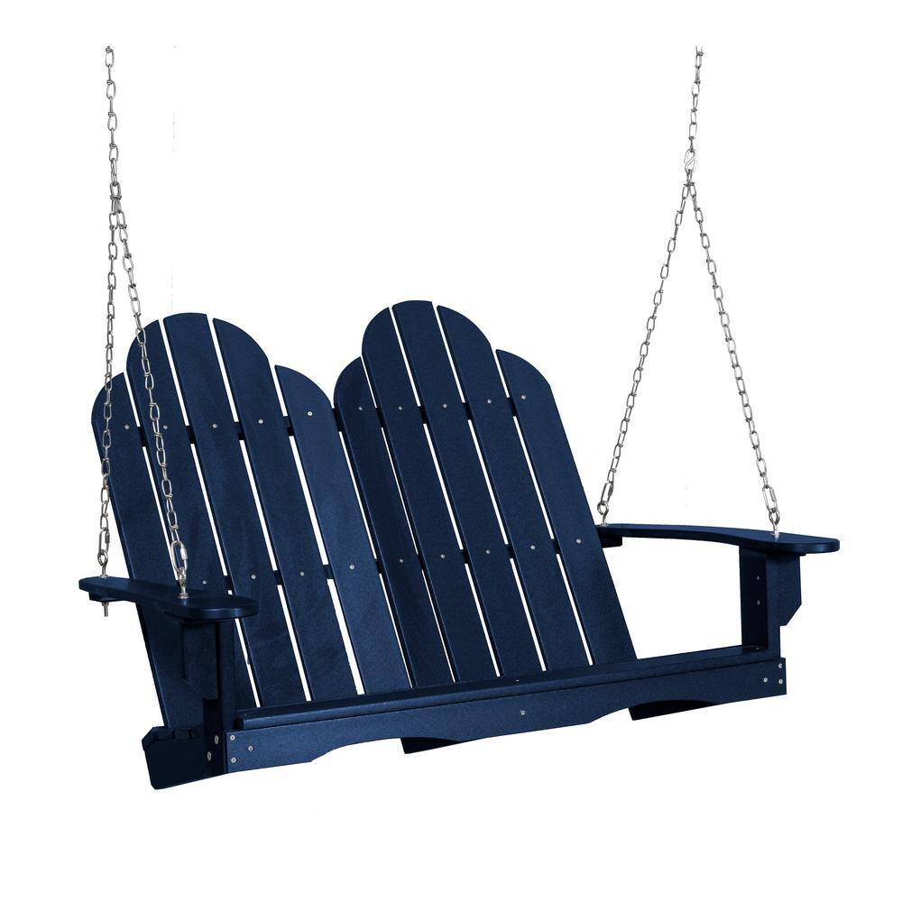 WILDRIDGE Classic 2-Person Patriot Blue Plastic Adirondack Porch Swing ...