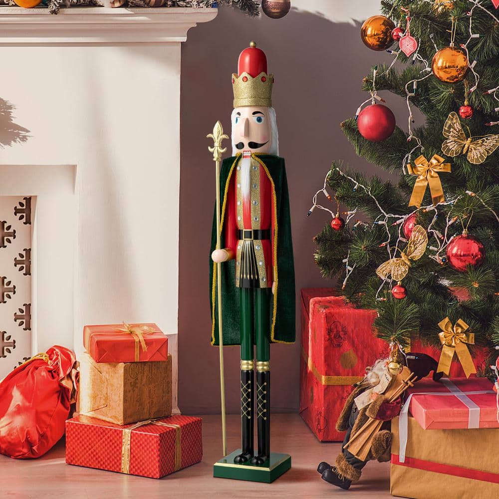 Glitzhome 42 in. H Wooden Christmas King Nutcracker 2010100050 - The ...