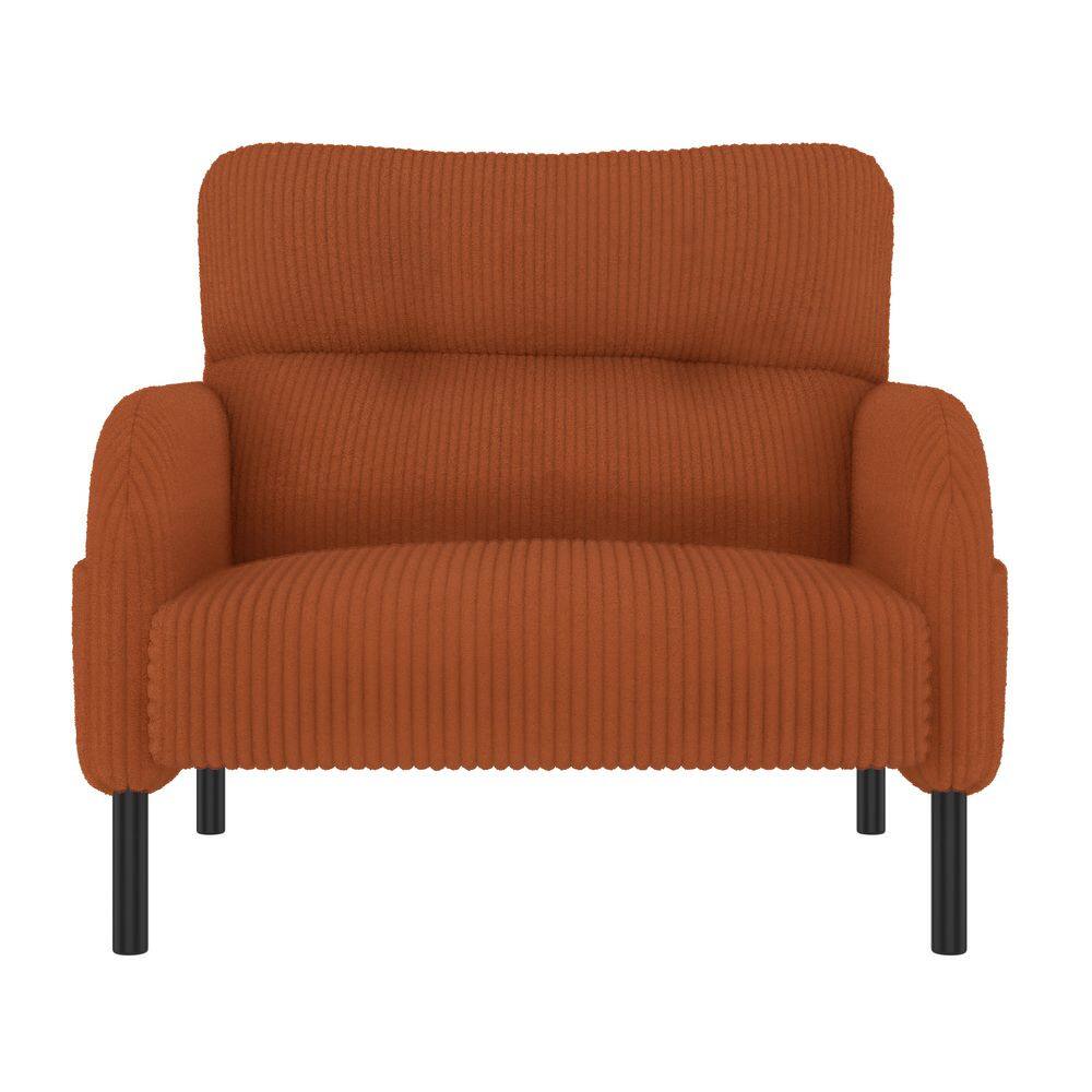 HOMEFUN Modern Orange Corduroy Fabric Single Person Wide Seat Arm Chair ...