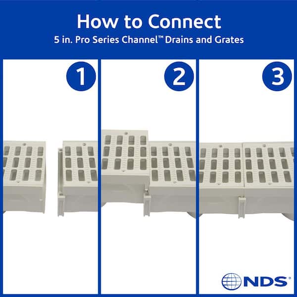 NDS Pro Series 5 in. x 40 in. Channel Drain Kit with Metal Grate ...