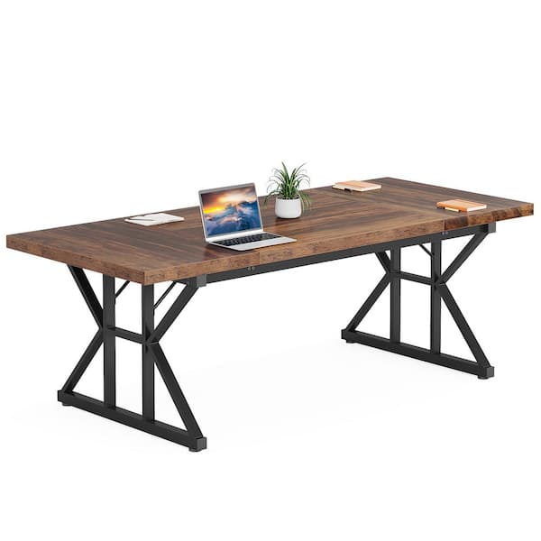 BYBLIGHT Capen Large 70.8 in. Width 6 ft. Conference Rectangle Brown ...