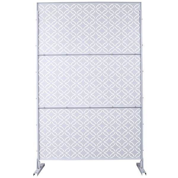 Zeus & Ruta 6.3 ft. H x 4 ft. W White Metal Privacy Screen Freestanding ...