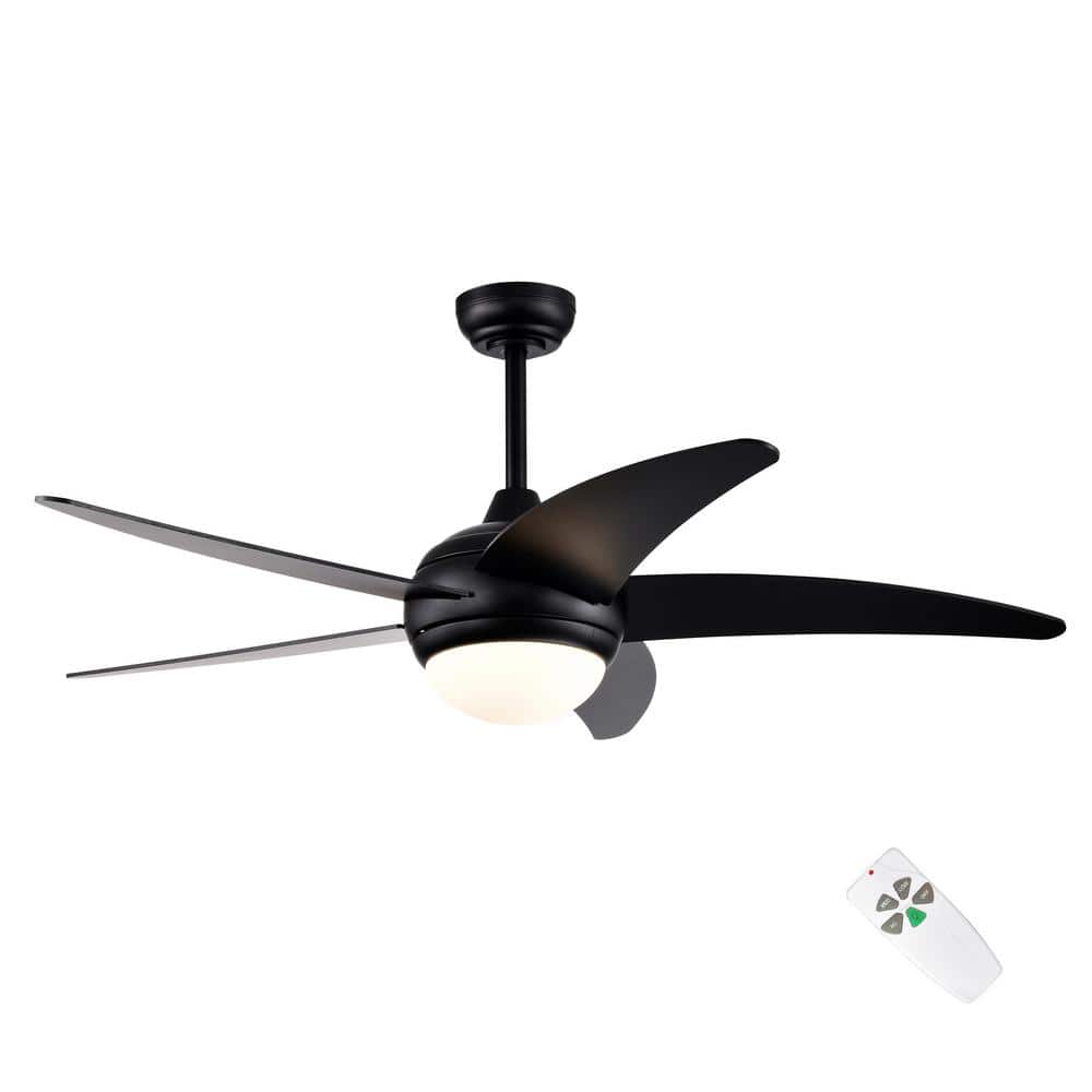 Edvivi 52 in. Integrated LED Indoor Matte Black 5-Blade Ceiling Fan ...