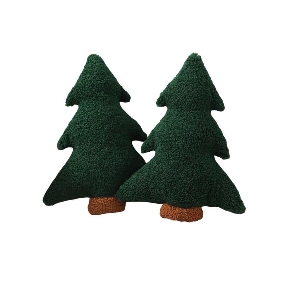Augbeer Green 12.2 in. Christmas Tree Outdoor Throw Pillow with Plush ...