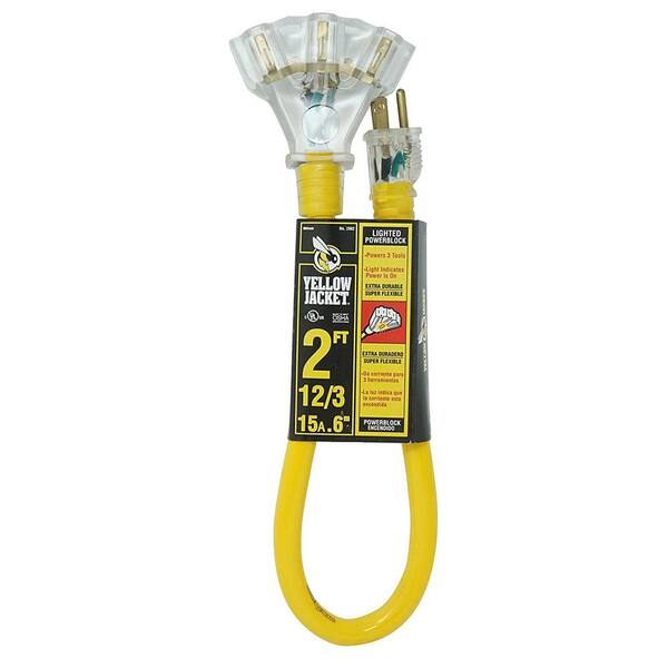 Yellow Jacket 2 ft. Durable SJTW Premium Contractor-Grade 3 Outlet ...