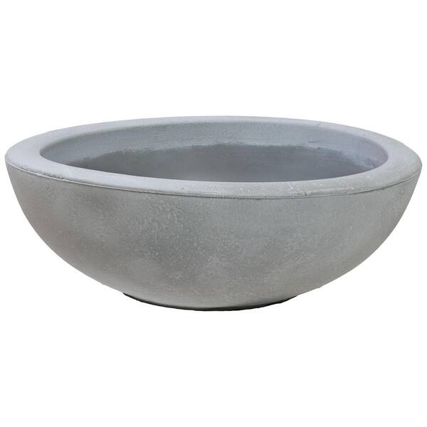 Sunnydaze 20.75 in. Percival Round Resin Outdoor Planter-Gray-2-Pack DG-987-2PK - The Home Depot