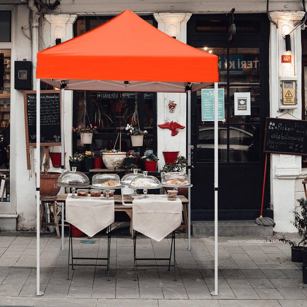 COOS BAY 5 ft. x 5 ft. Orange Portable Instant Pop Up Canopy with Carry ...