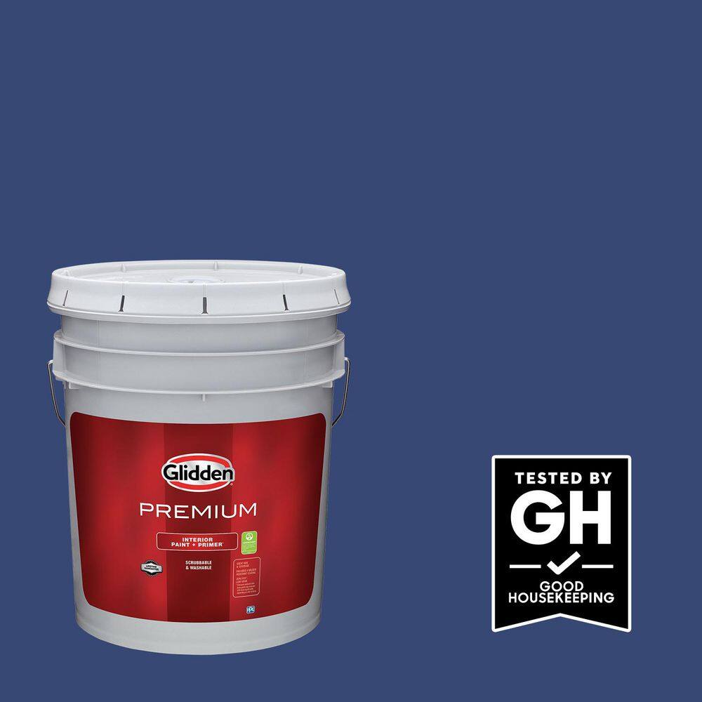 Glidden Premium 5 gal. PPG1166-7 Daring Indigo Satin Interior Latex ...